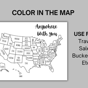 United States Map, United States Coloring Map, State Names, Anywhere ...