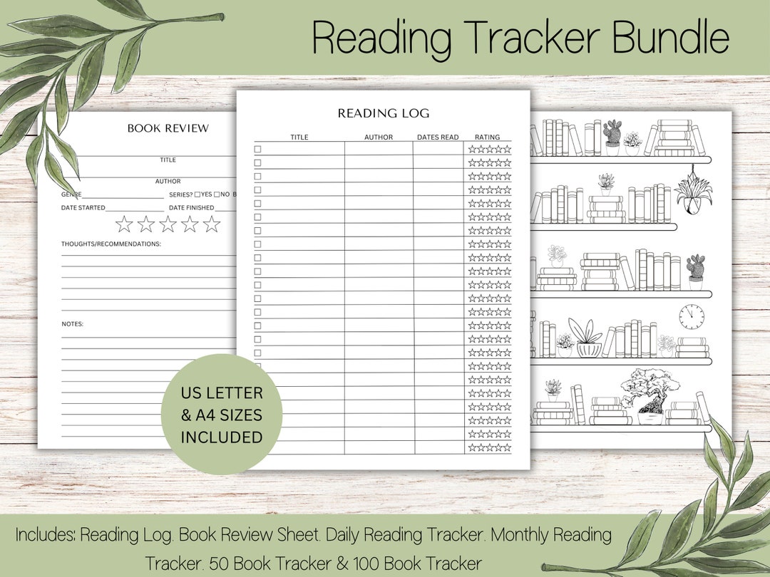 Reading Tracker Bundle, Reading Tracker Journal Pages, Reading Log ...