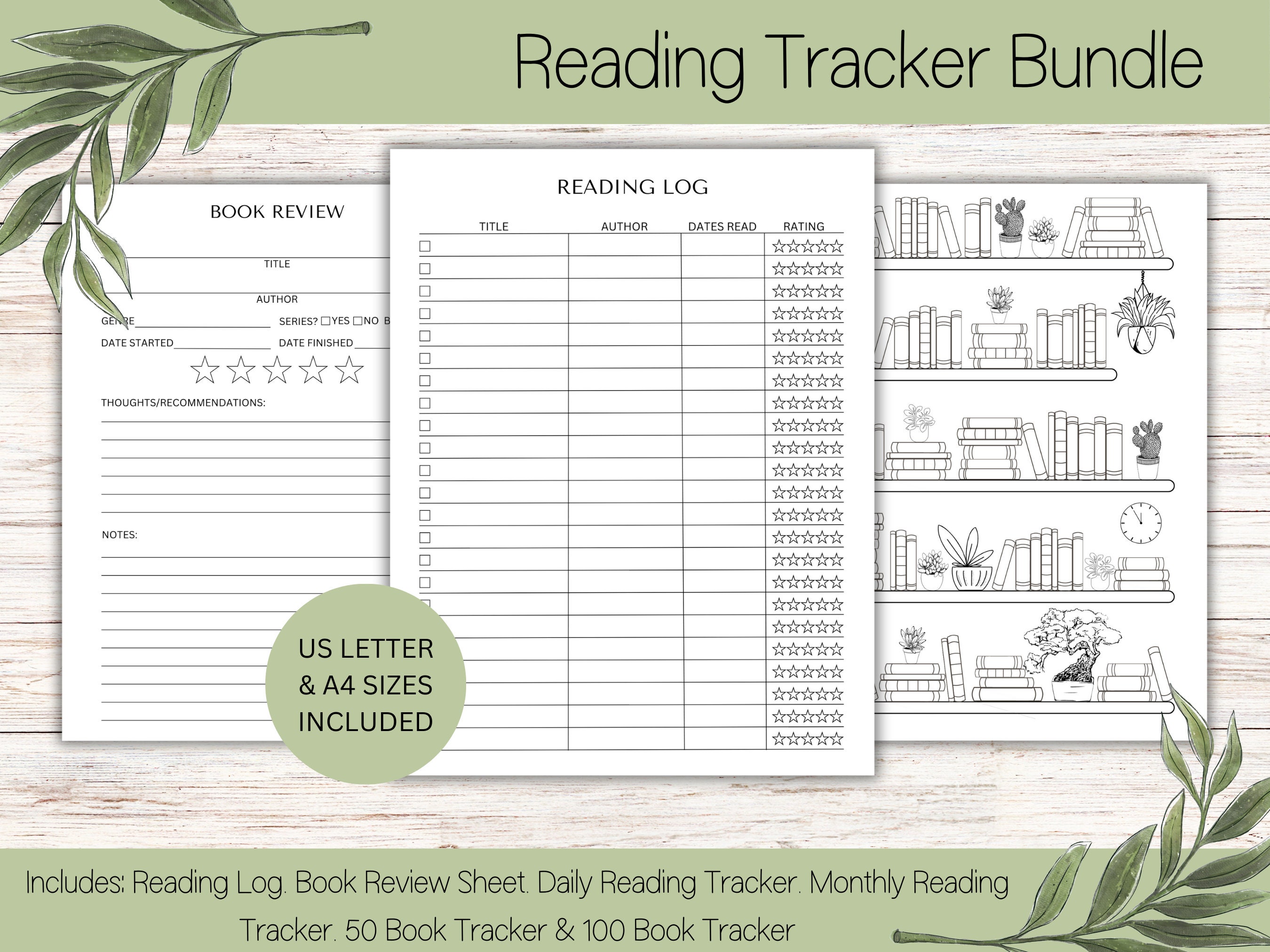 Reading Tracker Bundle, Reading Tracker Journal Pages, Reading Log ...