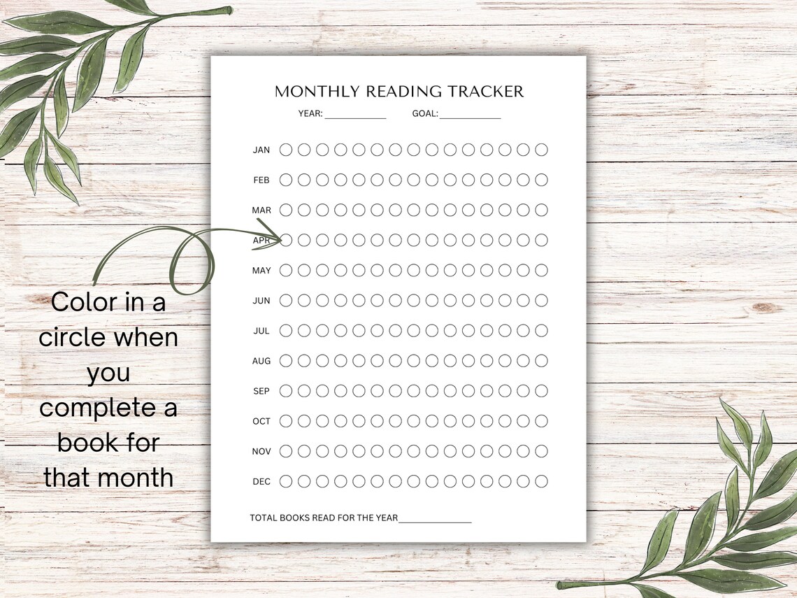 Monthly Reading Log Printable, Monthly Reading Tracker, Book Count ...
