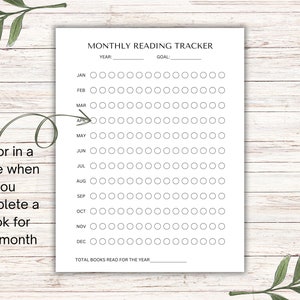 Monthly Reading Log Printable, Monthly Reading Tracker, Book Count ...