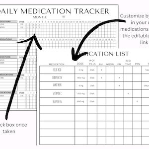 Daily Medication Tracker: Printable Medication Log (editable in Canva ...