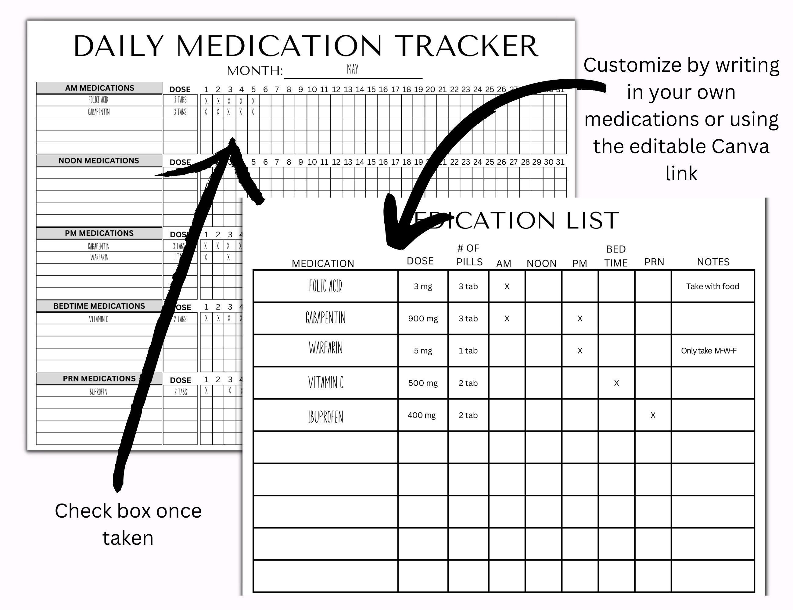 Daily Medication Tracker Medication Log Daily Medication Sheet Daily Medication Tracker Medication Log Daily Medication Sheet