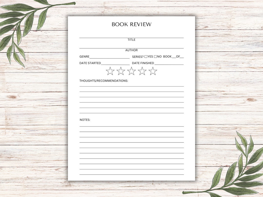 Book Review Printable, Book Review Template, Reading Journal, Reading ...