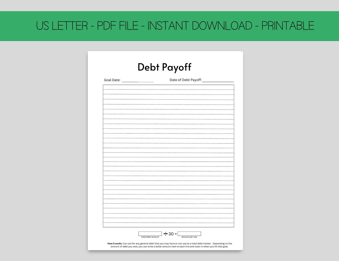 Debt Payoff Tracker: Printable Coloring Sheets (instant Download) - Etsy