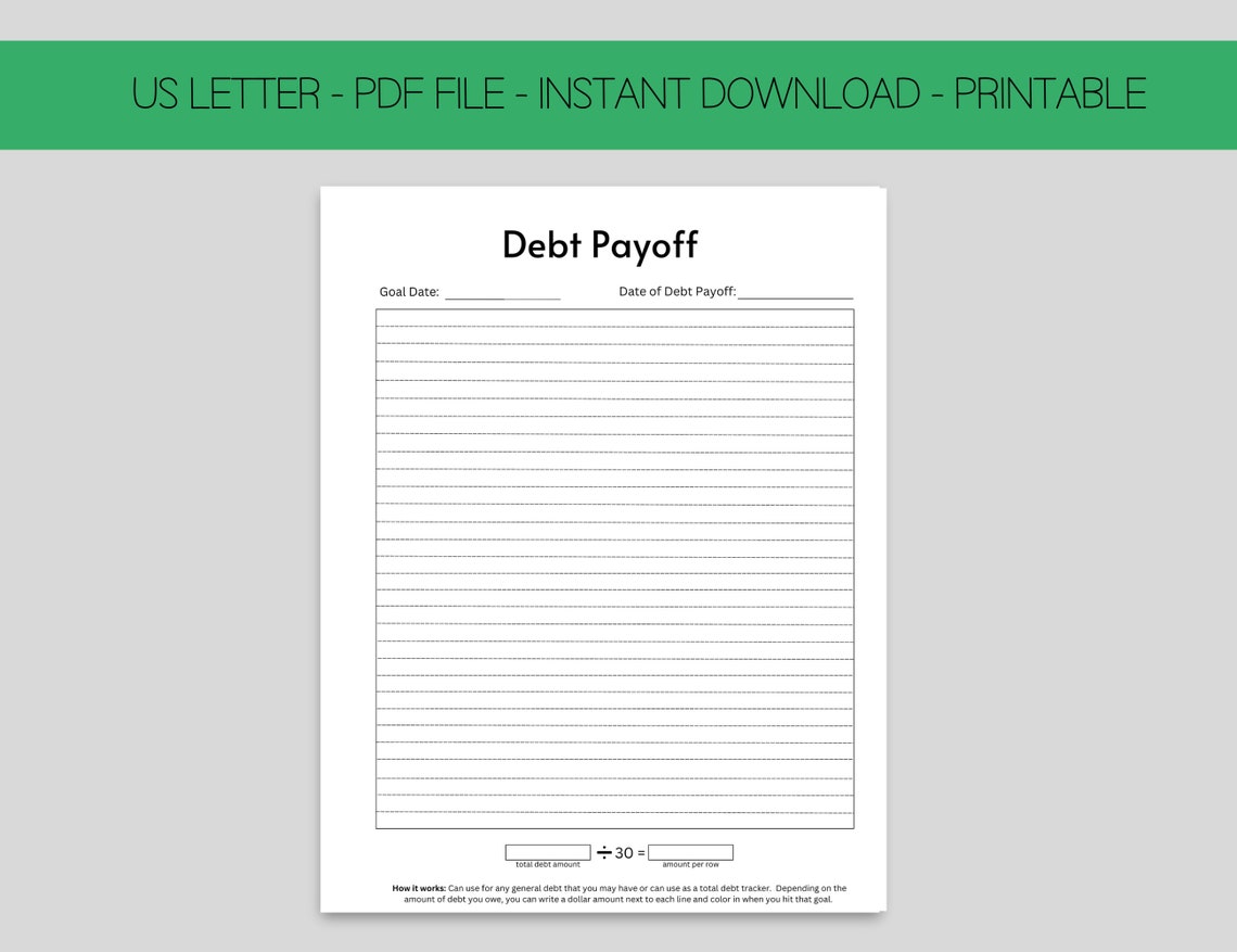 Debt Payoff Tracker: Printable Coloring Sheets (instant Download) - Etsy