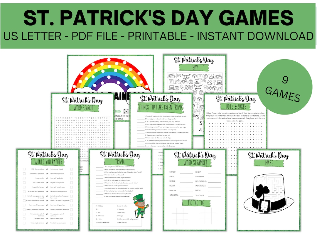St Patricks Day Printable Games, St Patricks Game Bundle, St Patricks ...
