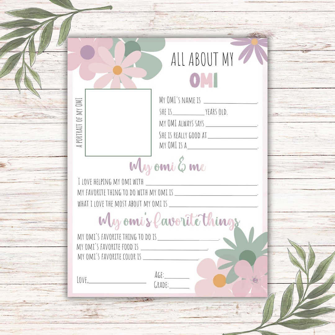 All About My Omi Printable, Personalized Gift for Grandma, Omi, Fill in ...
