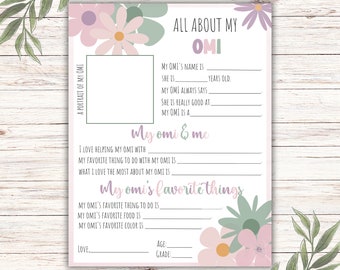 All About My Nana Printable, Personalized Gift for Grandma, Nana, Fill ...