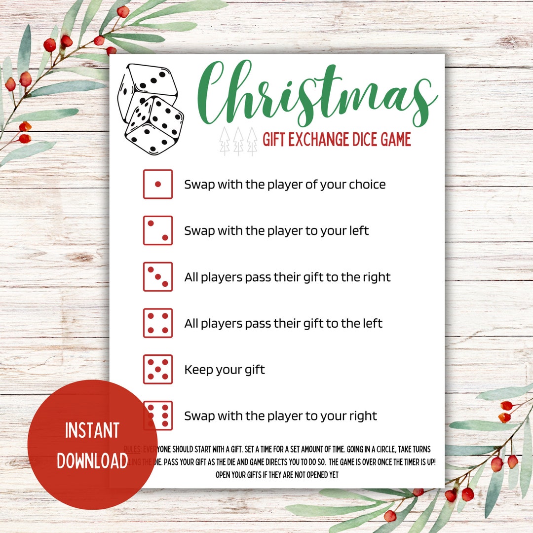 Christmas Gift Exchange Dice Game, Christmas Group Party Game ...