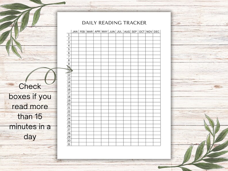 Daily Reading Tracker, Daily Reading Log, Book Log, Instant Download ...