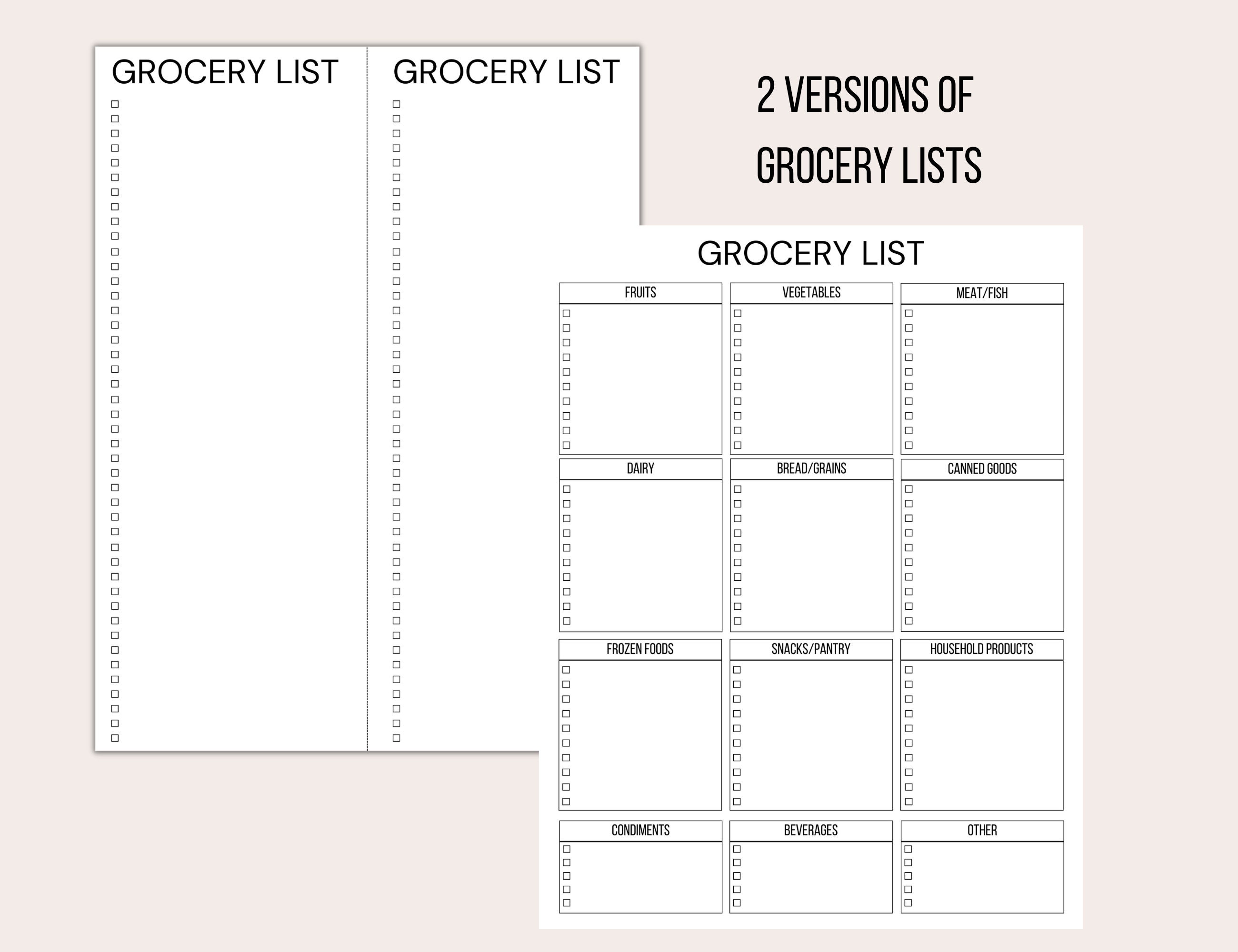 Printable Family Menu, Grocery List Printable, Weekly Meal Planner ...