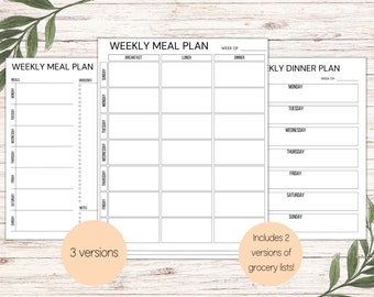 Summer Theme Weekly Family Menu Planner, Meal Planner, Home Daycare ...