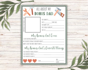 All About My Dad Printable Father's Day Gift Father's Day Printable Dad ...