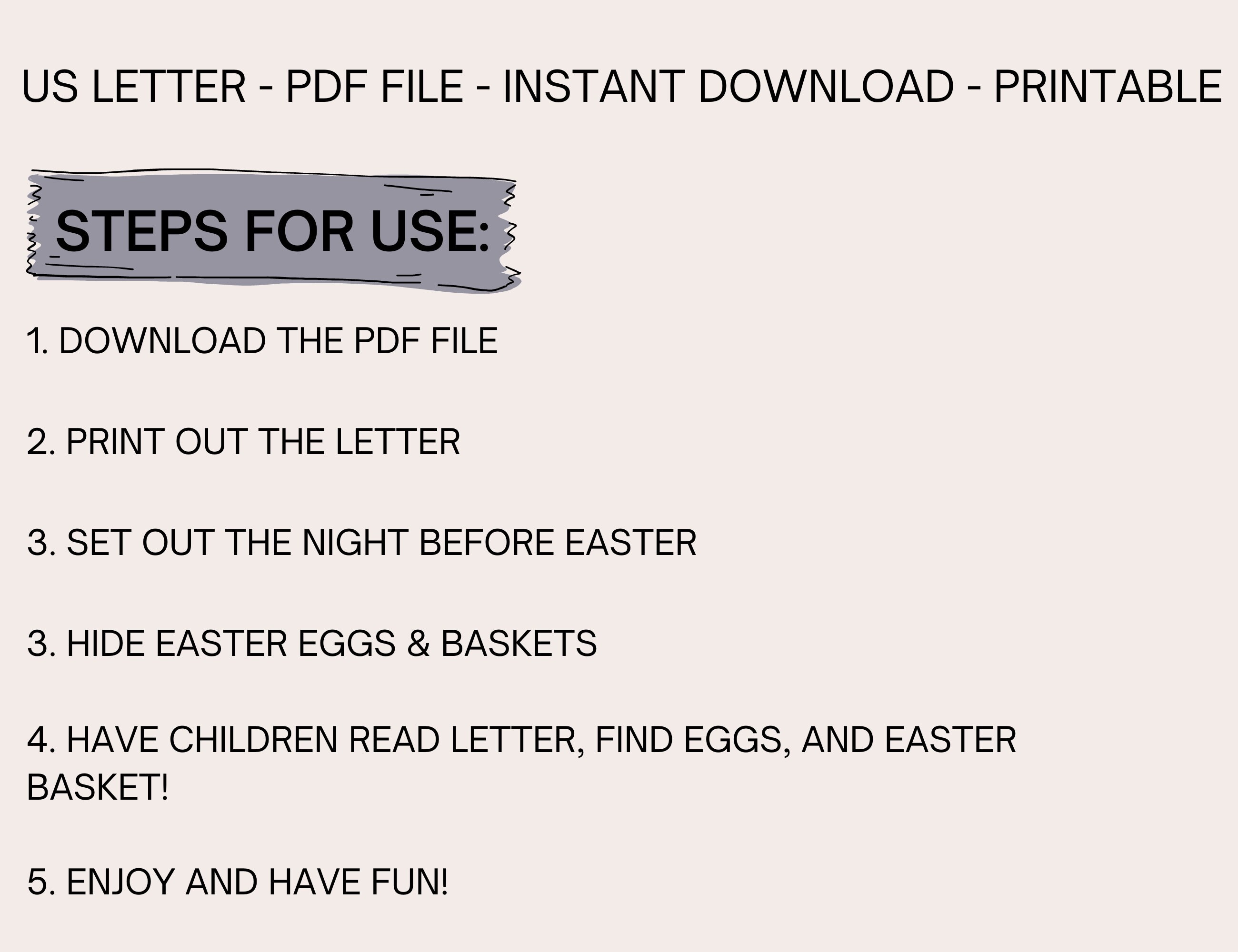 Easter Bunny Letter, Letter From the Easter Bunny, Instant Download ...