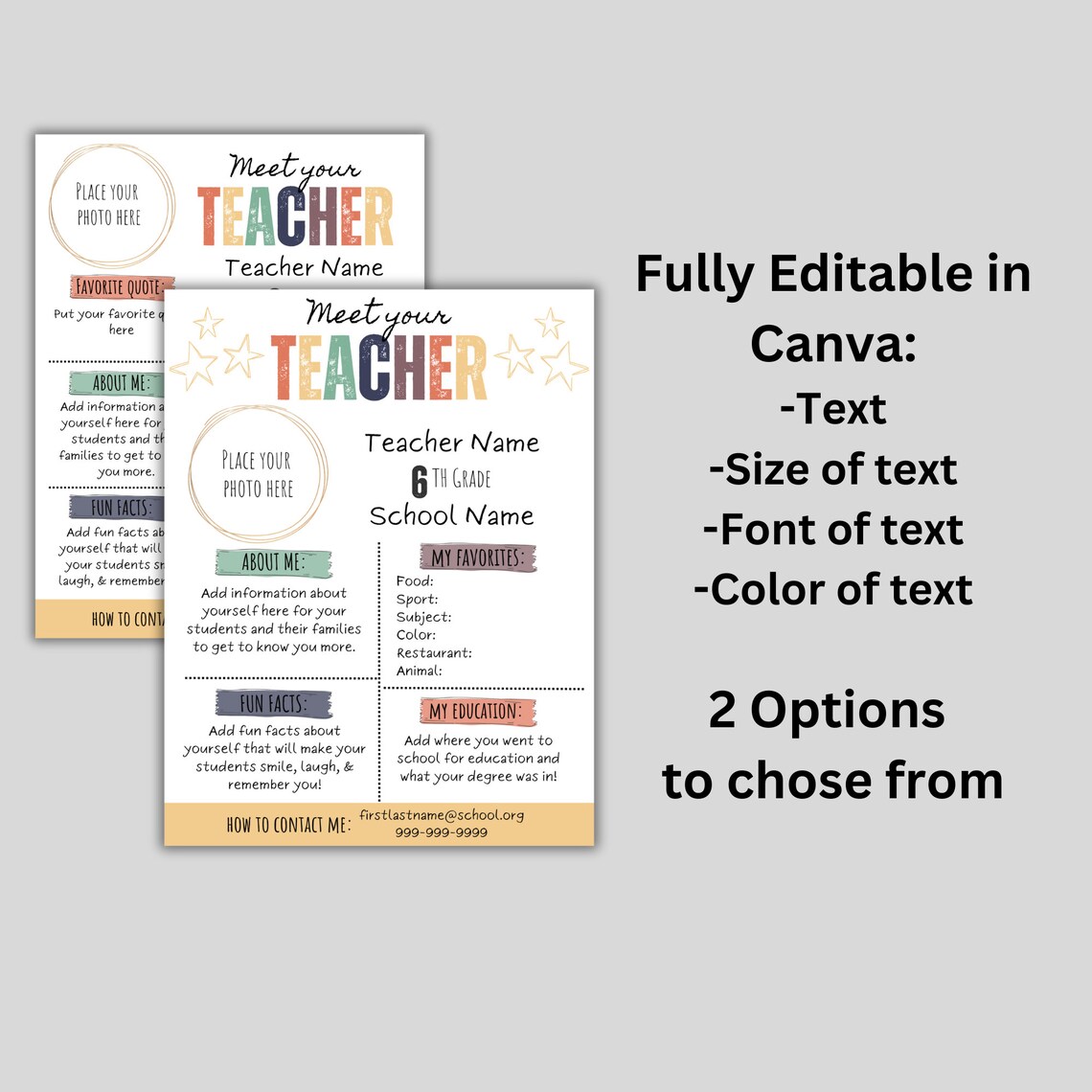 Meet the Teacher Meet Your Teacher Editable in Canva - Etsy