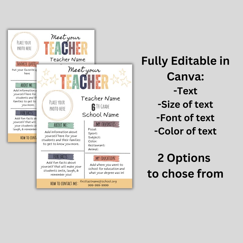 Meet the Teacher, Meet Your Teacher, Editable in Canva, Instant ...