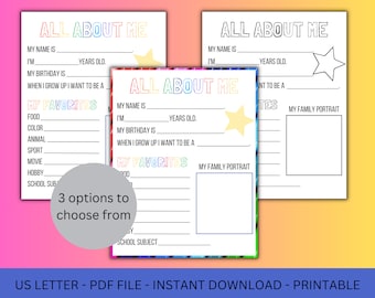 All About Me Printable, Star Student of the Week Template, Worksheet ...