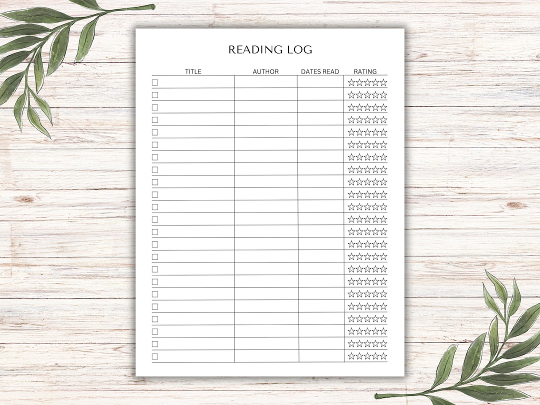 Reading Log Printable: Book Tracker, US Letter & A4 (digital Download ...