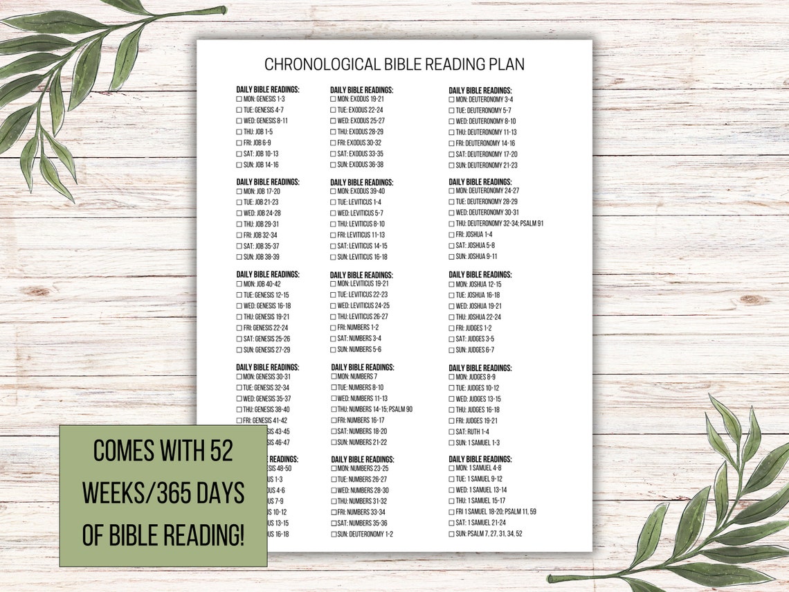 Chronological Bible Reading Plan, Printable Bible Reading Tracker ...