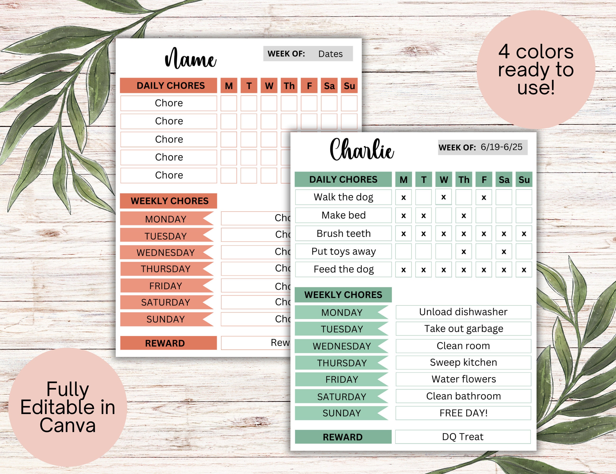 Chore Chart for Kids, Daily Chore Chart, Weekly Chore Chart, Chore ...