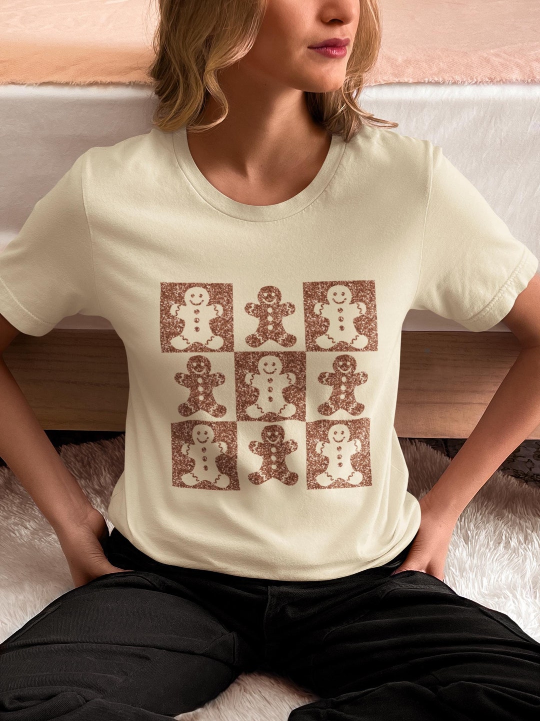 Retro Checkered Gingerbread Man Christmas T-shirt - Etsy