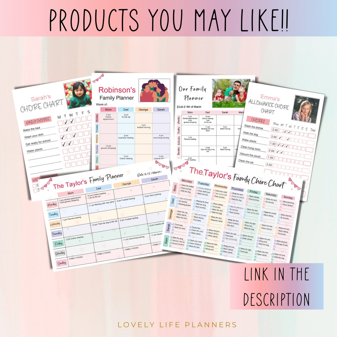 Weekly Family Planner Printable Family Calendar Editable - Etsy
