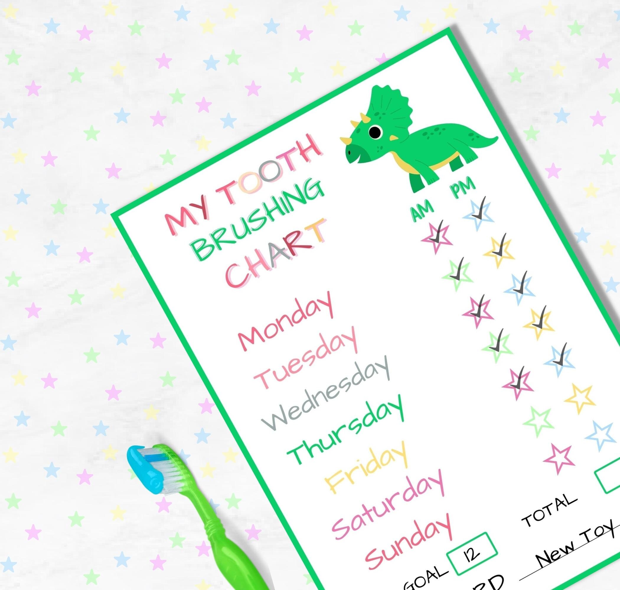 Kids Tooth Brushing Chart Boys Printable, A4, A5, Letter, Behavior ...