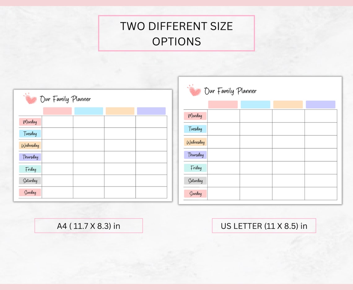Weekly Family Planner Editable, Family Calendar, Family Calendar ...