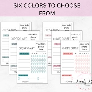 Editable Kids Chore Chart With Photo Printable Reward Chart, 6 Colors ...