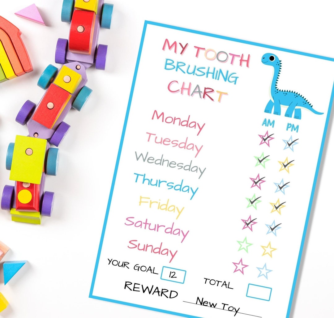 Kids Tooth Brushing Chart Boys Printable, A4, A5, Letter, Behavior ...
