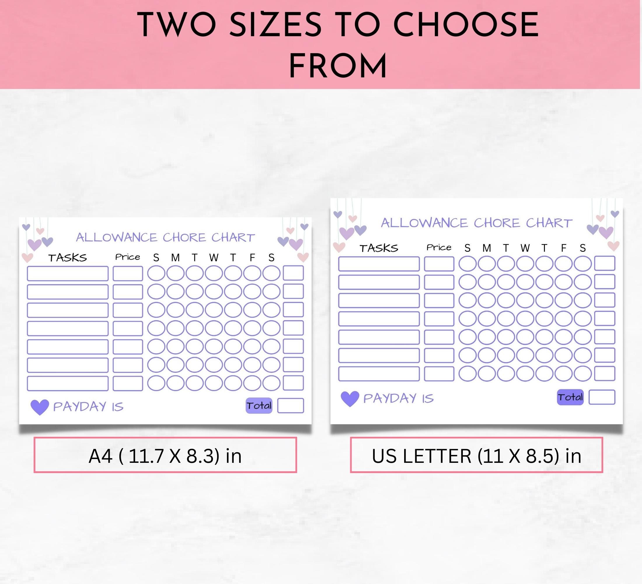 Allowance Chore Chart Editable, 5 Colors, How to Earn Money, Allowance ...