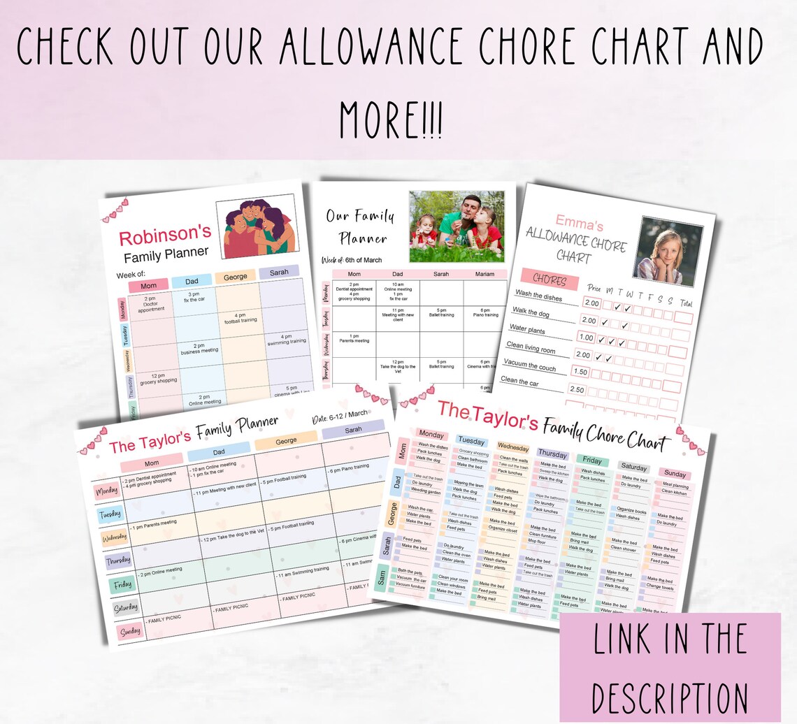 Editable Kids Chore Chart With Photo Printable Reward Chart 6 - Etsy