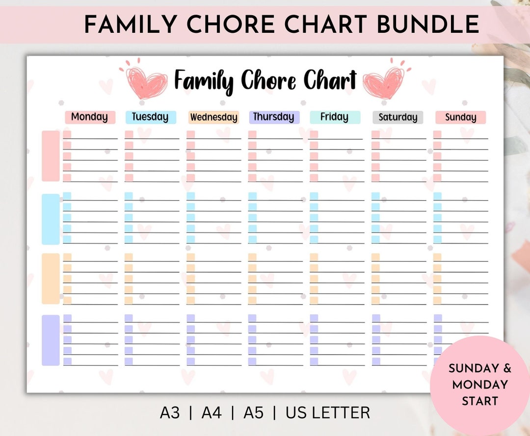Family Chore Chart Family to Do List Family Planner Family - Etsy