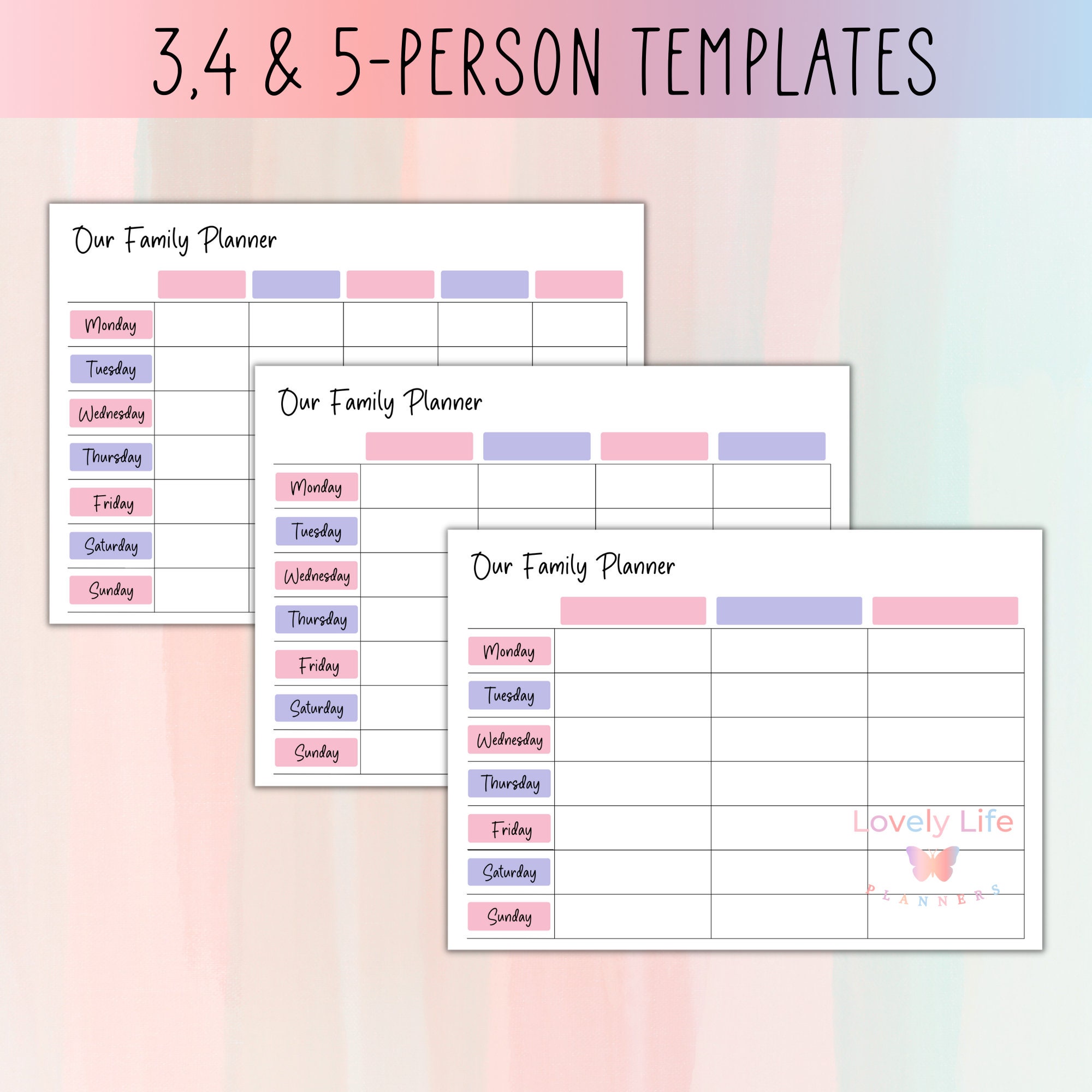 Weekly Family Planner Printable Family Calendar Editable Family ...