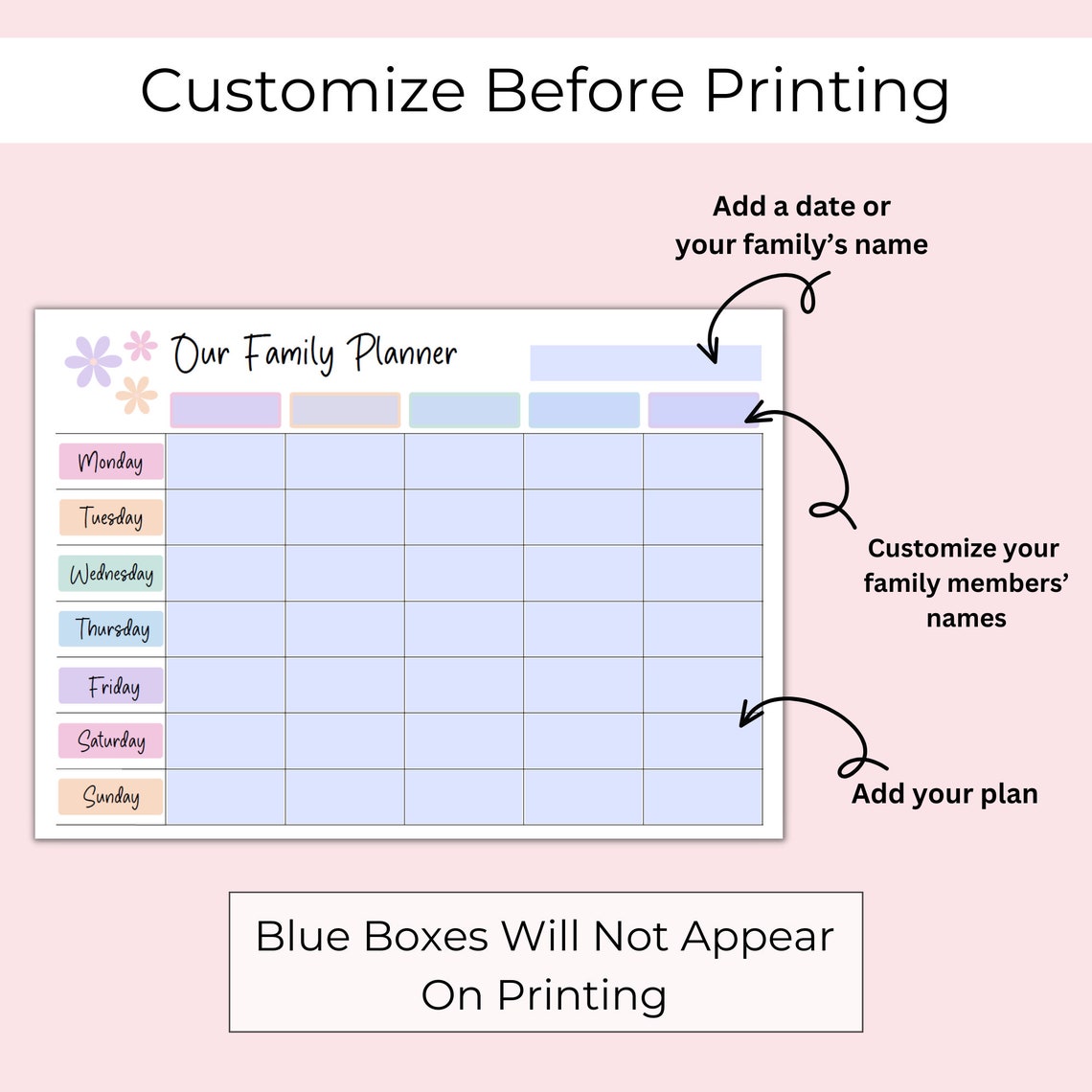 Weekly Family Planner Printable Family Calendar, Command Center for ...