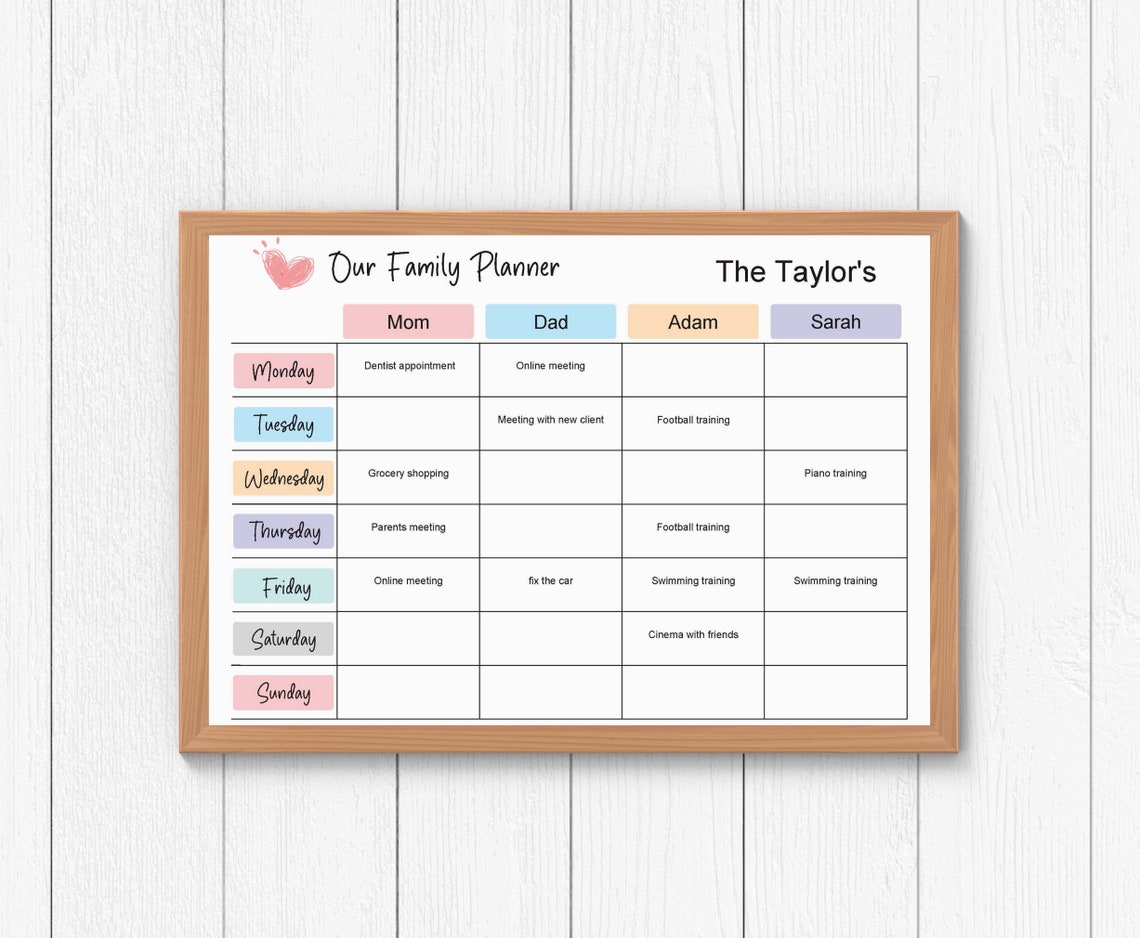 Weekly Family Planner Editable, Family Calendar, Family Calendar ...