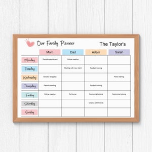 Weekly Family Planner Editable, Family Calendar, Family Calendar ...