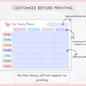 Weekly Family Planner Editable, Family Calendar, Family Calendar ...