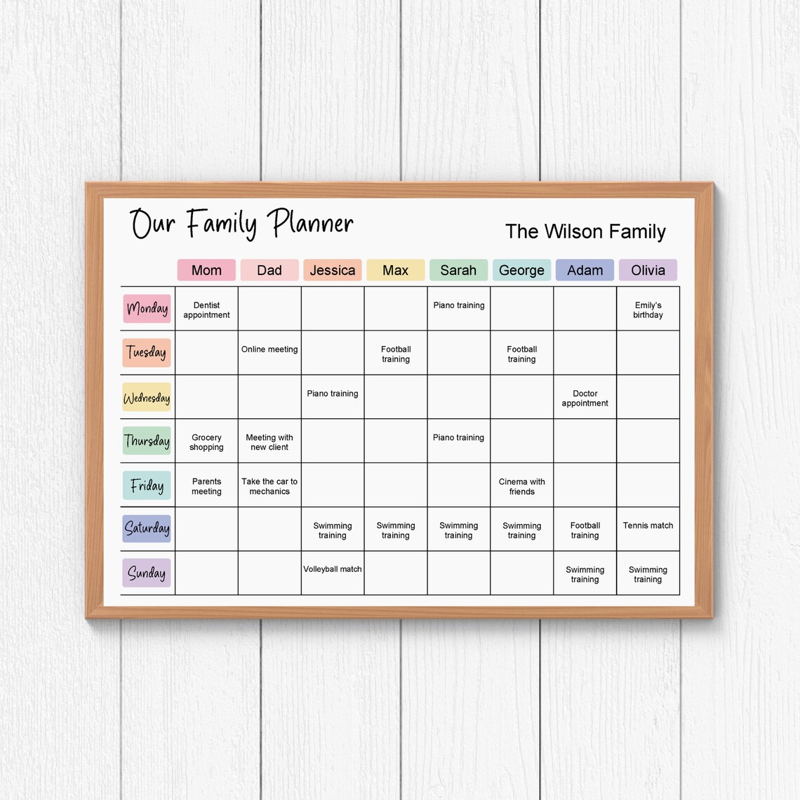 Weekly Big Family of 8 Planner Editable Busy Family Calendar Printable ...