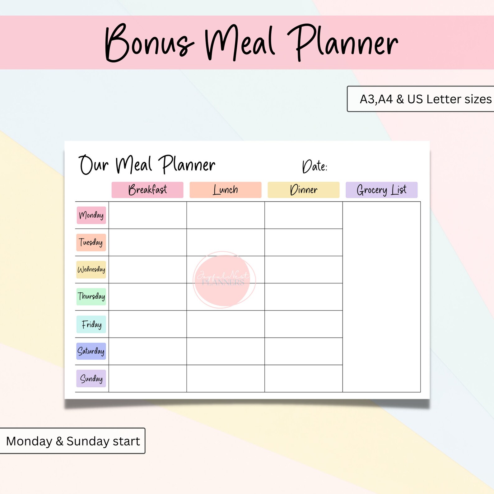 Weekly Big Family of 8 Planner Editable Busy Family Calendar Printable ...