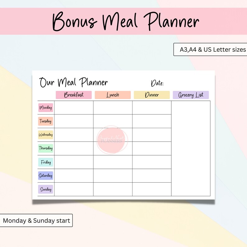 Weekly Big Family of 8 Planner Editable Busy Family Calendar Printable ...