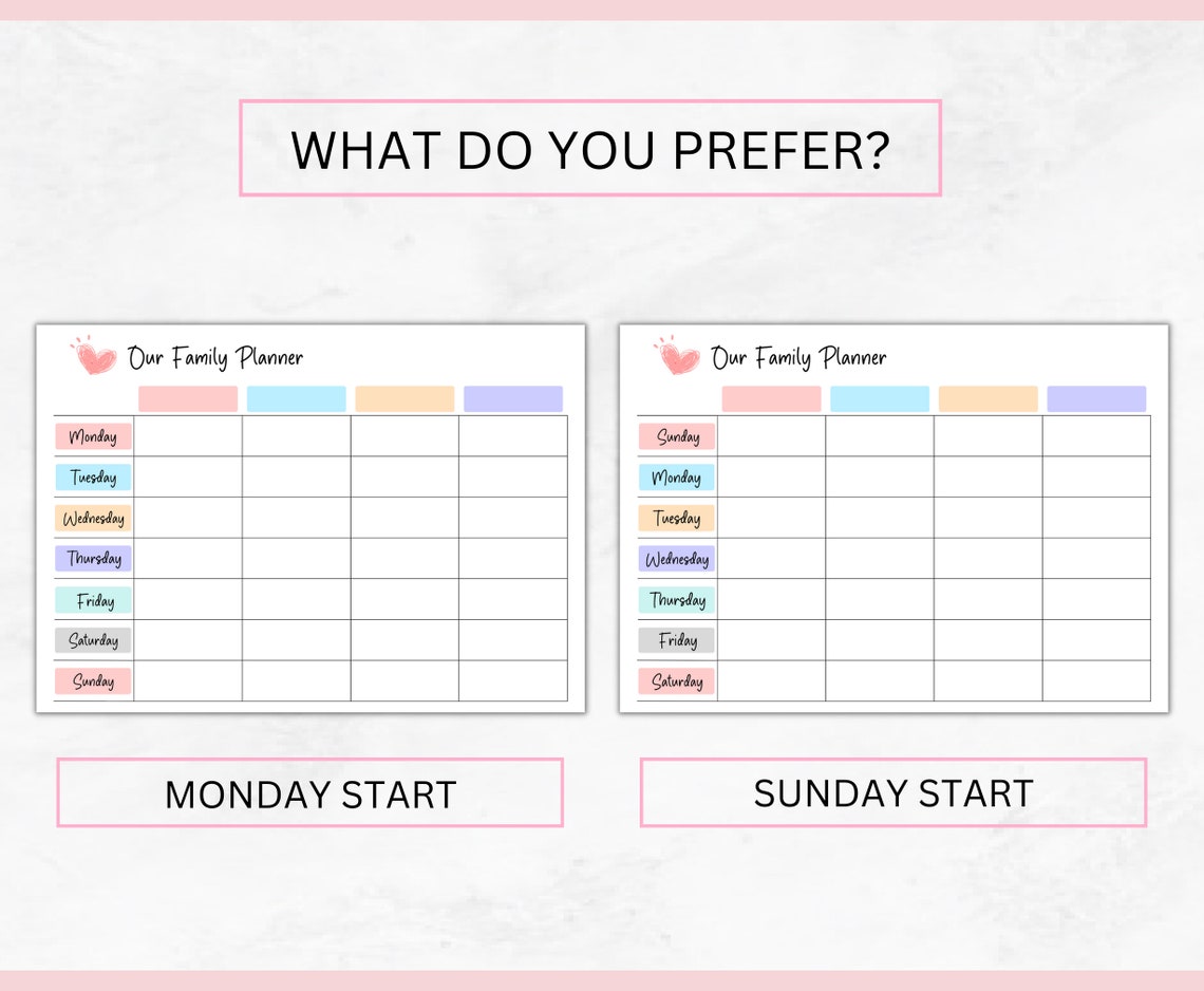 Weekly Family Planner Editable, Family Calendar, Family Calendar ...