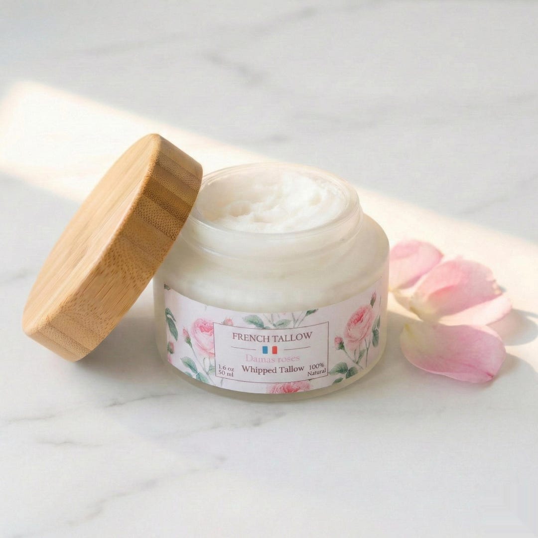 Damas Rose Whipped Tallow Balm Cream, Nose to Tail Suet Floral, Damas ...