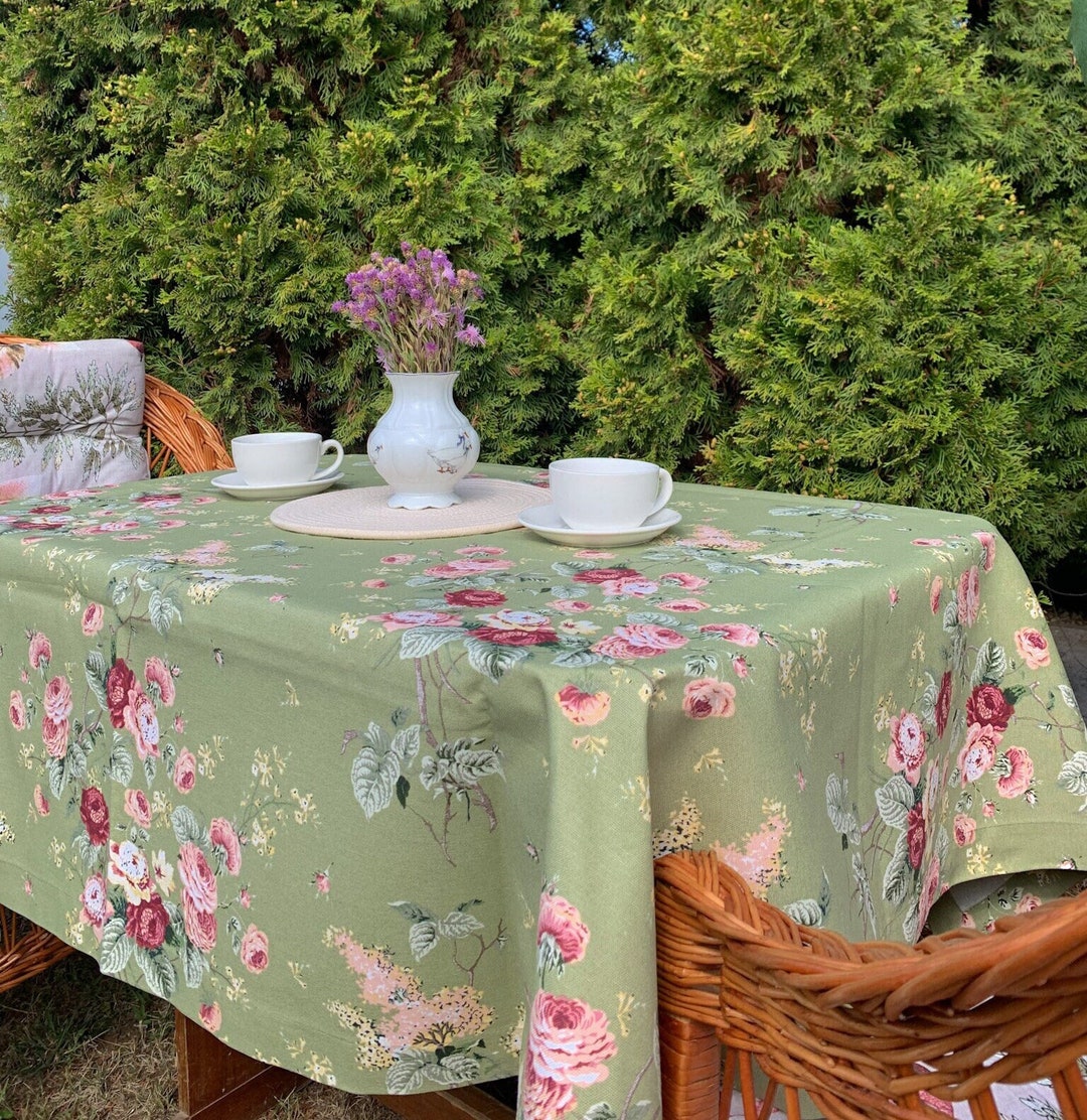 Spring Floral Oilcloth Tablecloth: Waterproof Picnic Table Cover - Etsy