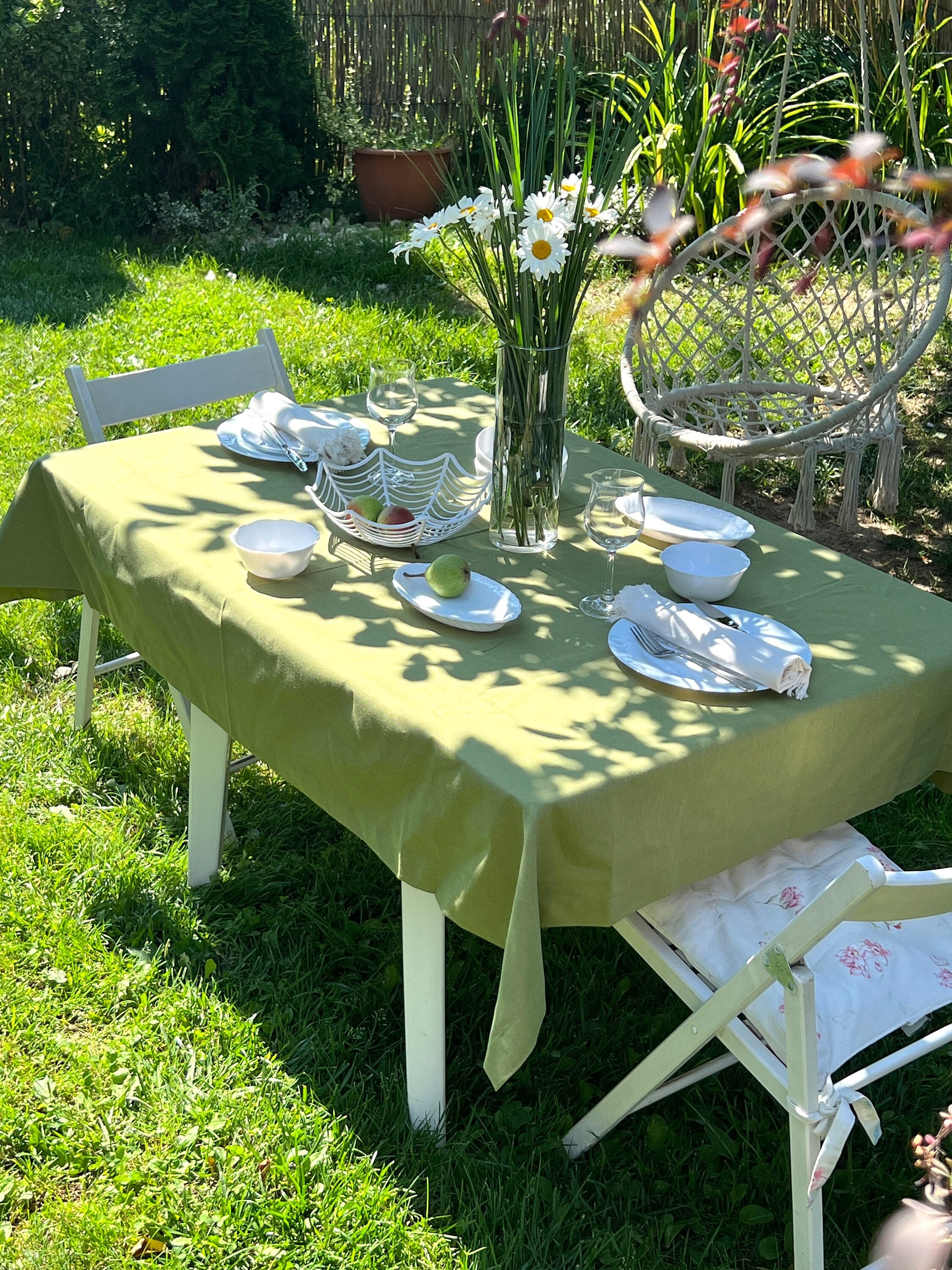 Khaki Green Oilcloth Tablecloth: Waterproof, Wipeable Cotton Blend - Etsy