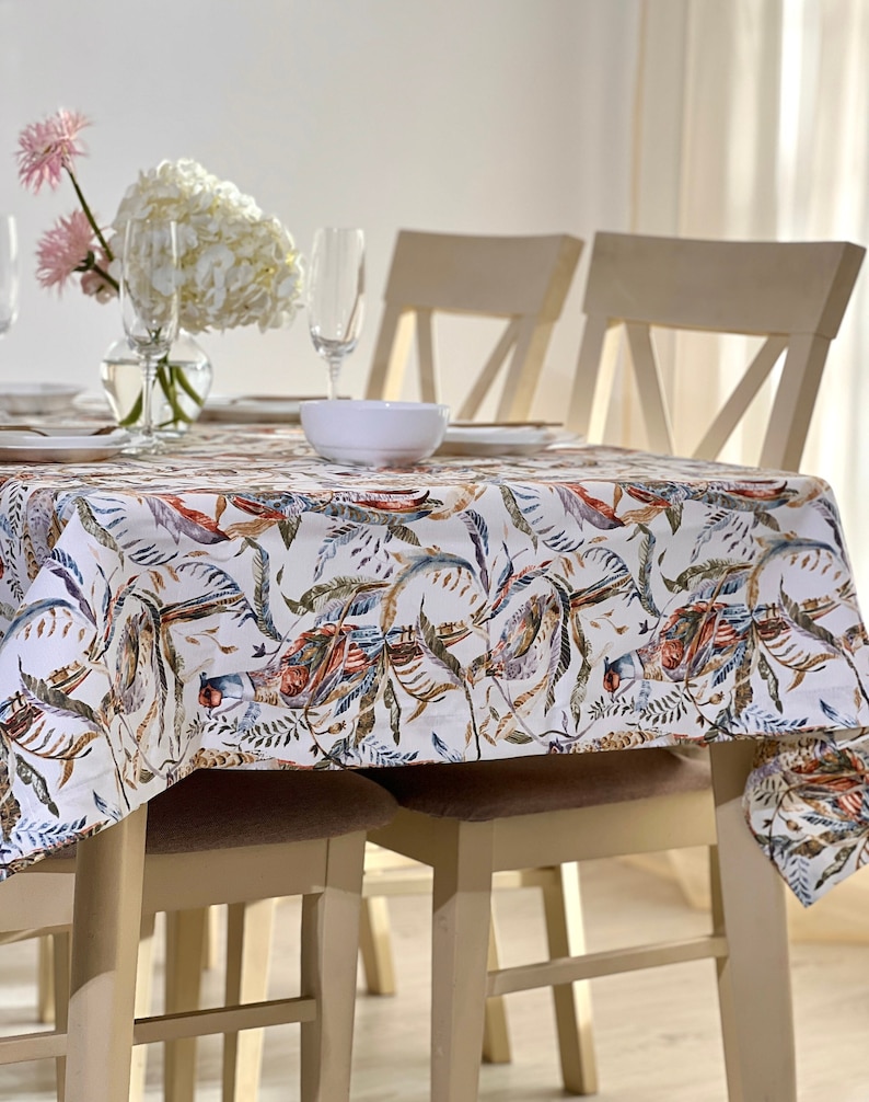 Vintage Tablecloth, Pheasant Birds French Pattern Table Cloth, Waterproof Table Cover Decoration ...