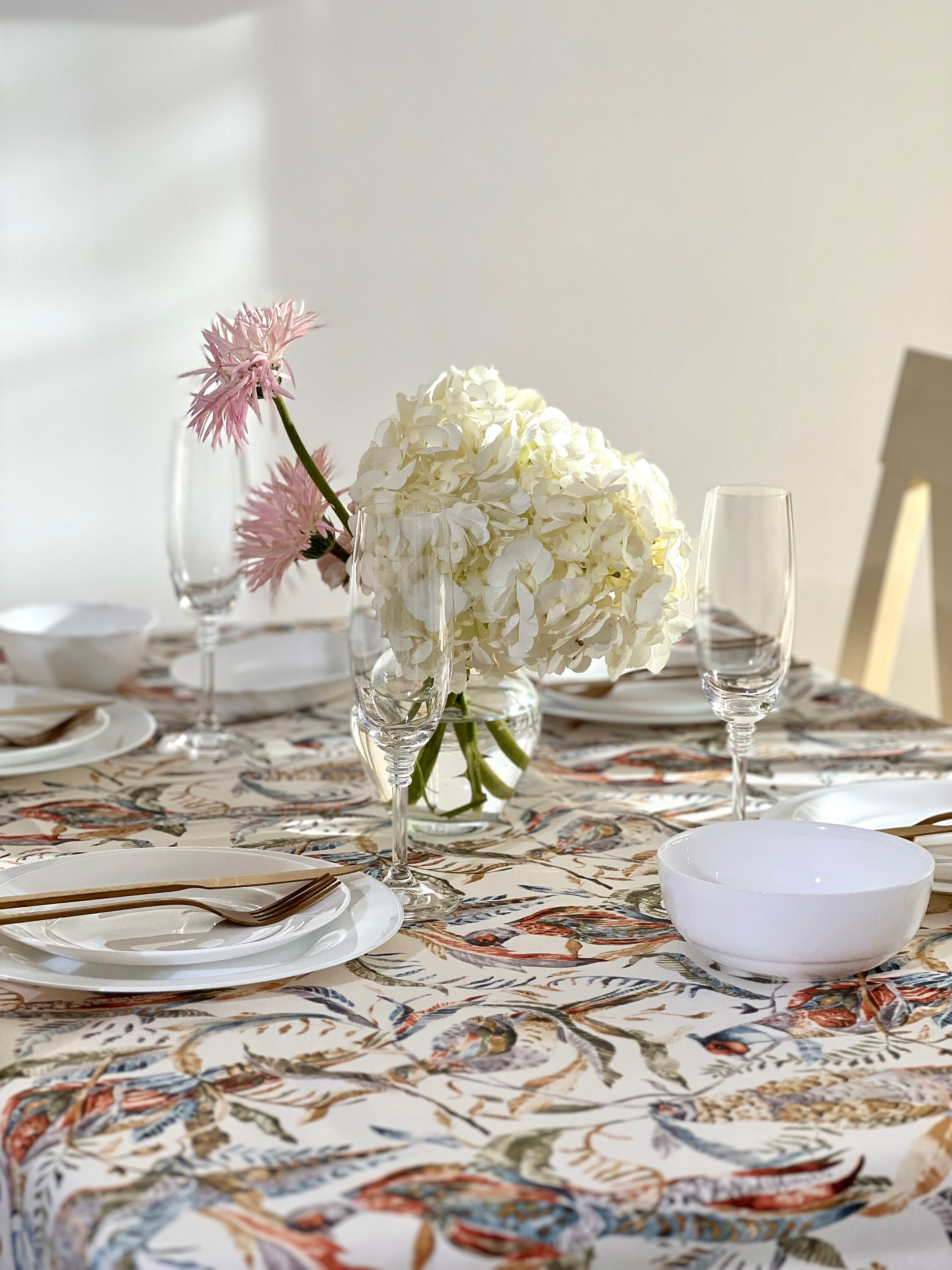 Vintage Tablecloth, Pheasant Birds French Pattern Table Cloth ...
