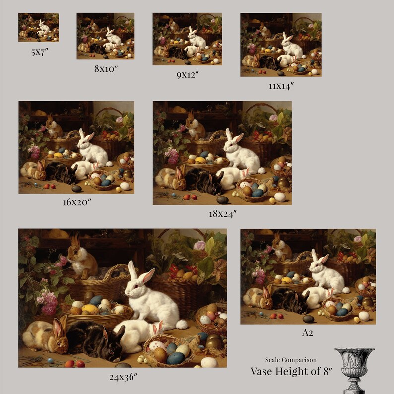 Antique Rabbits Oil Painting | Rustic Country Kitchen Decor | Family of ...