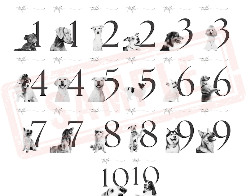 Dog Lover Theme Table Numbers for Party - Instant Download - Etsy Canada